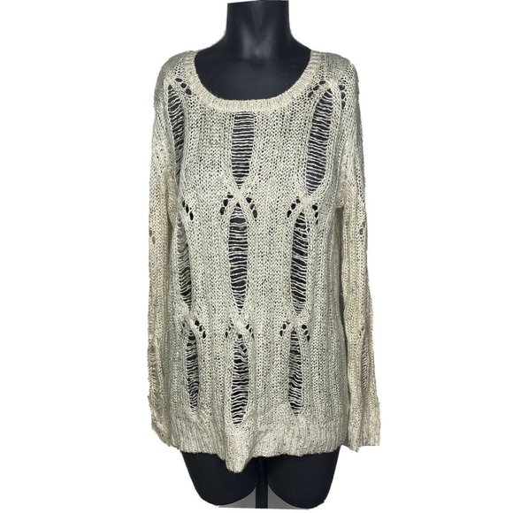 Charming Charlie | Sweaters | Charming Charlie Beige Sequin Open Knit ...